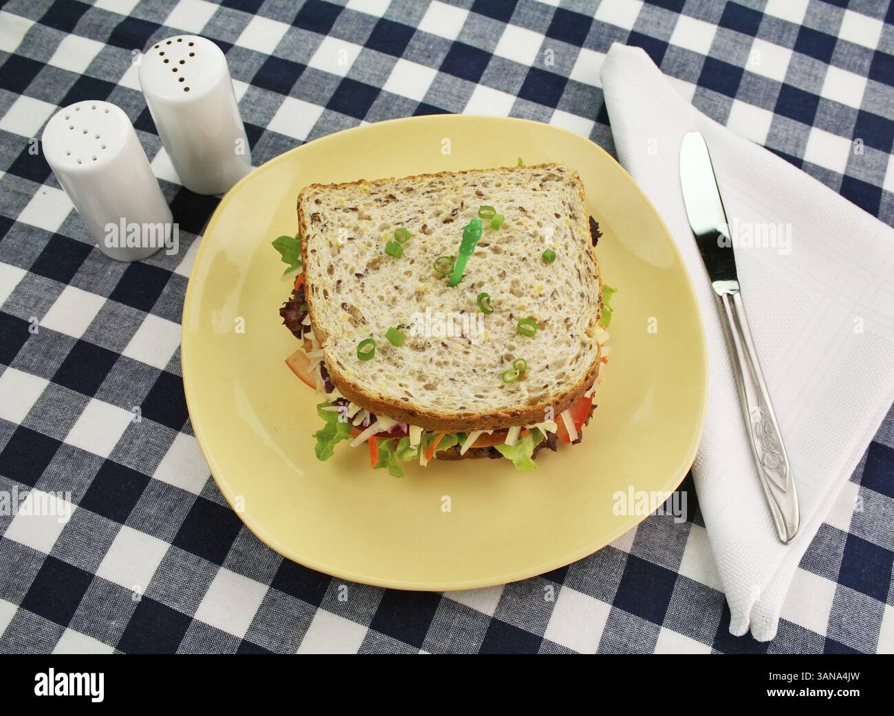 Large freshly made salad sandwich ready to serve Stock Photo - Alamy