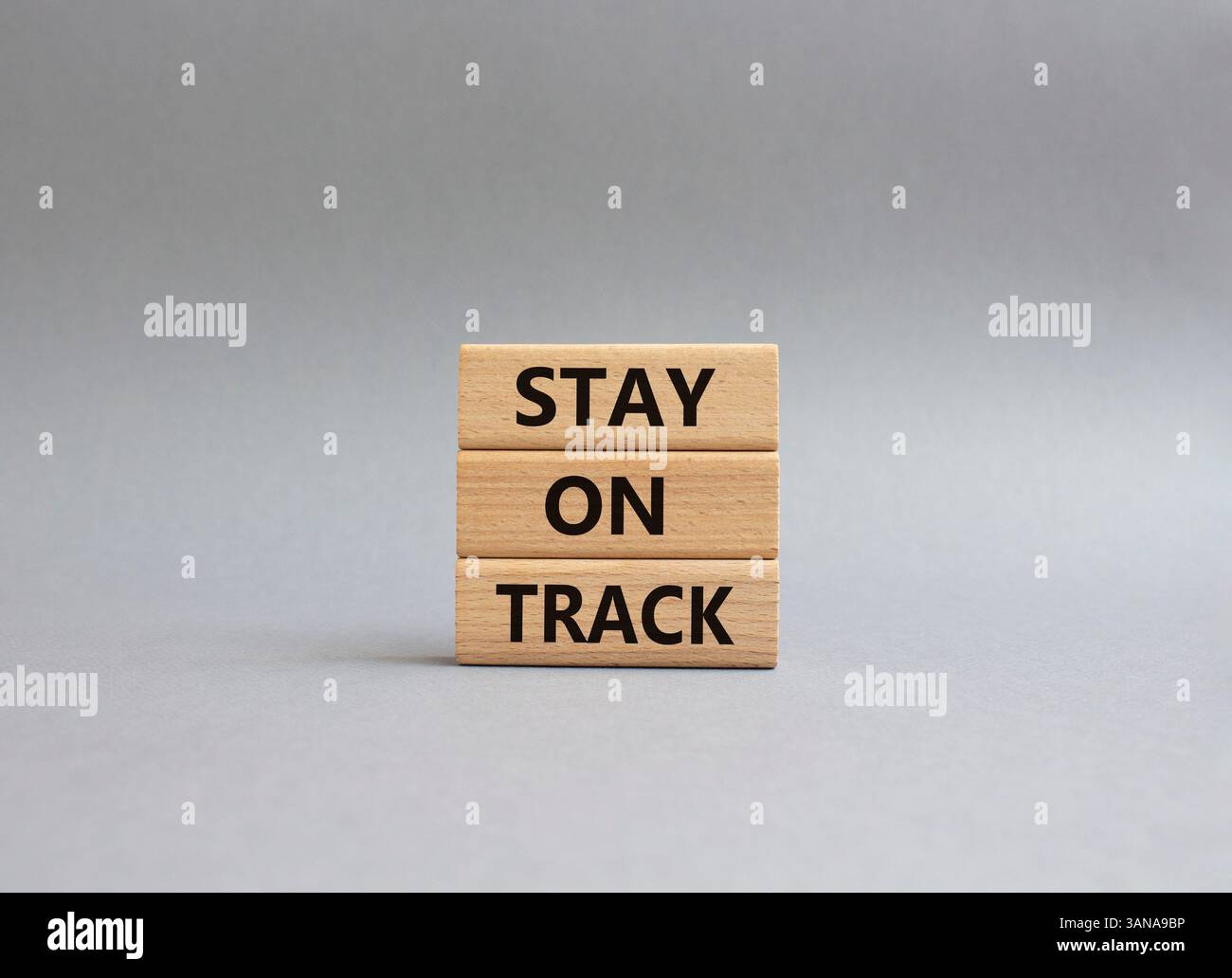 Stay on track symbol. Wooden blocks with words Stay on track. Beautiful ...