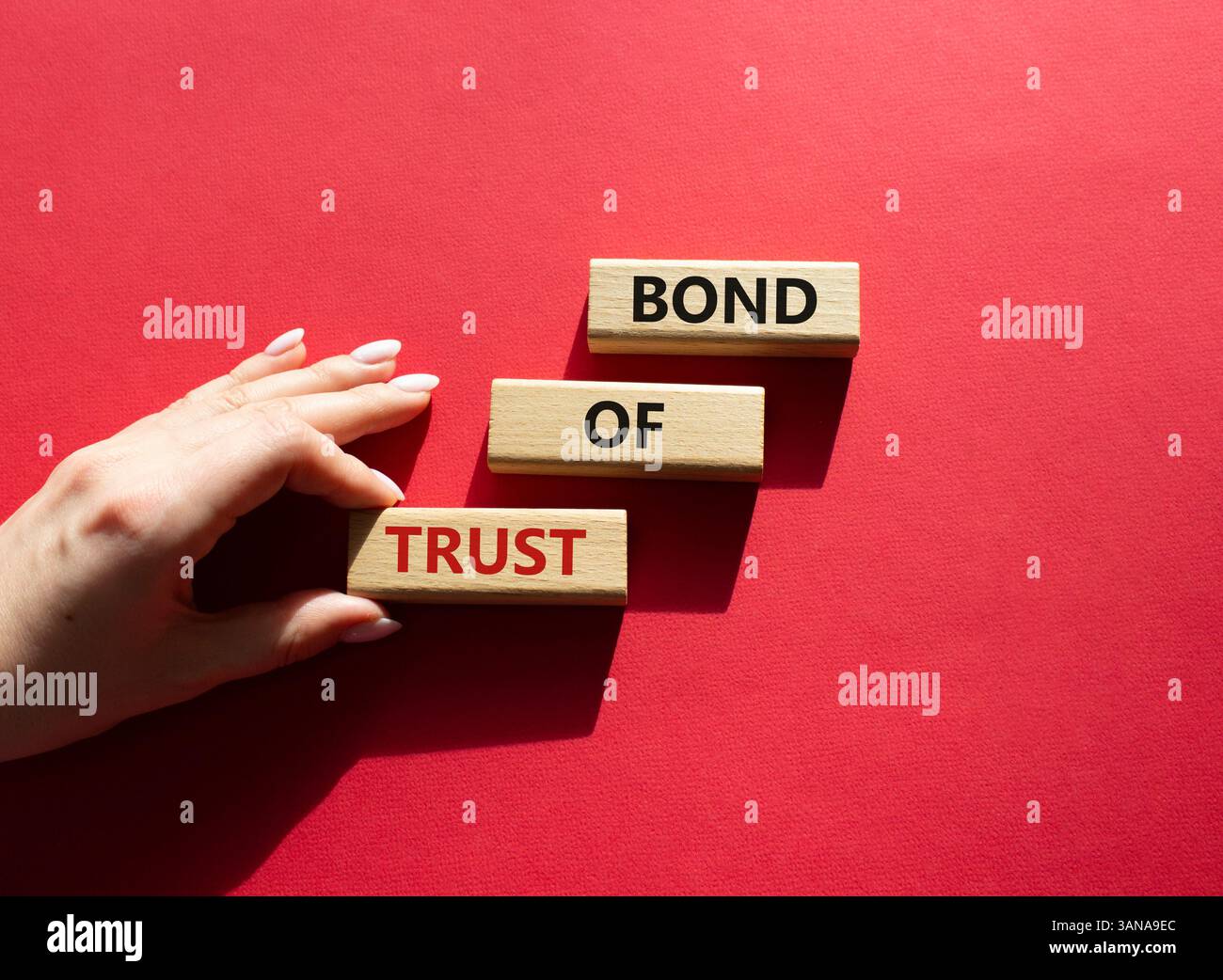 Bond of trust symbol. Wooden blocks with words Bond of trust. Beautiful ...