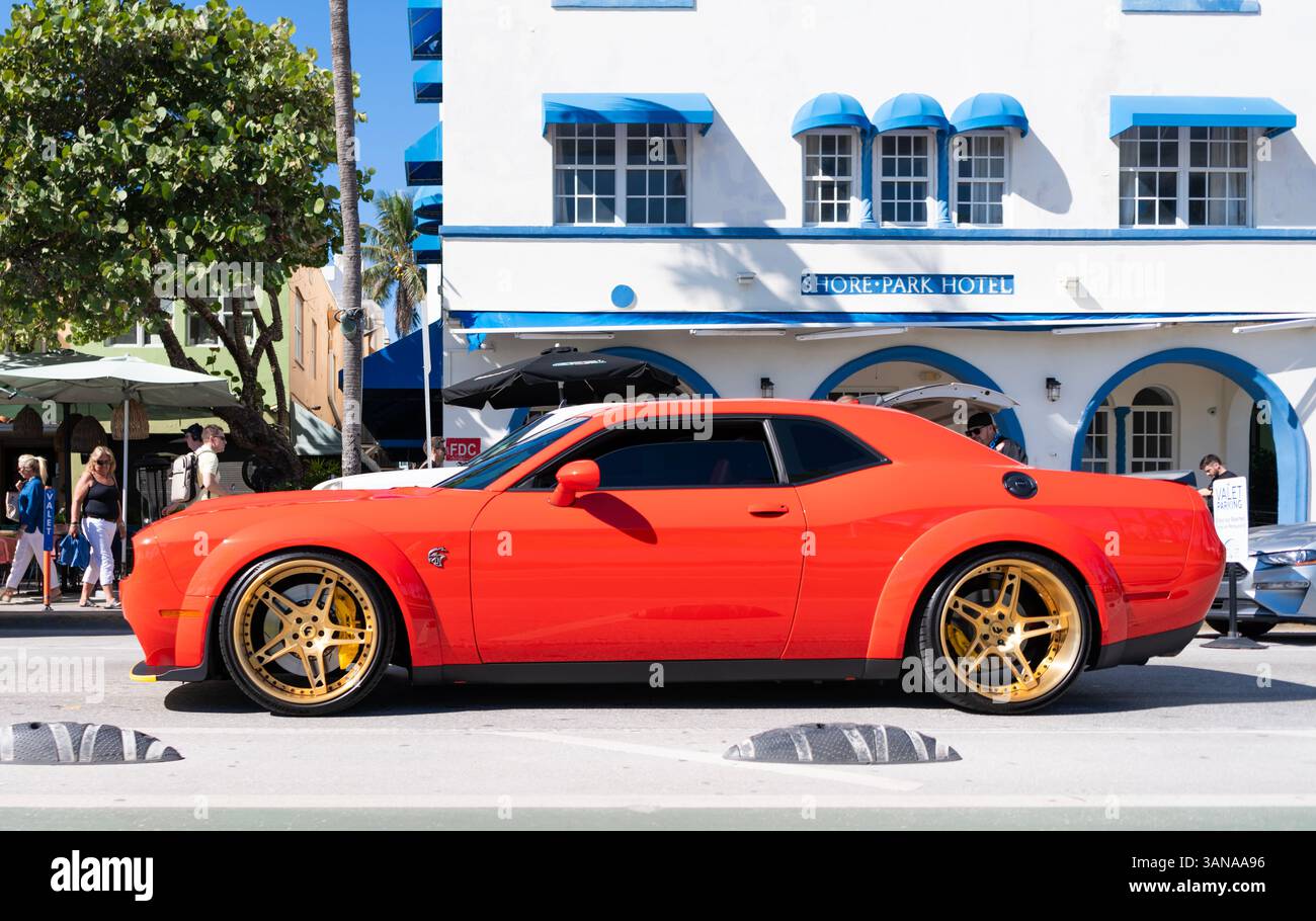 Miami, Florida, USA - November 24, 2024: 2018 Dodge Challenger SRT ...