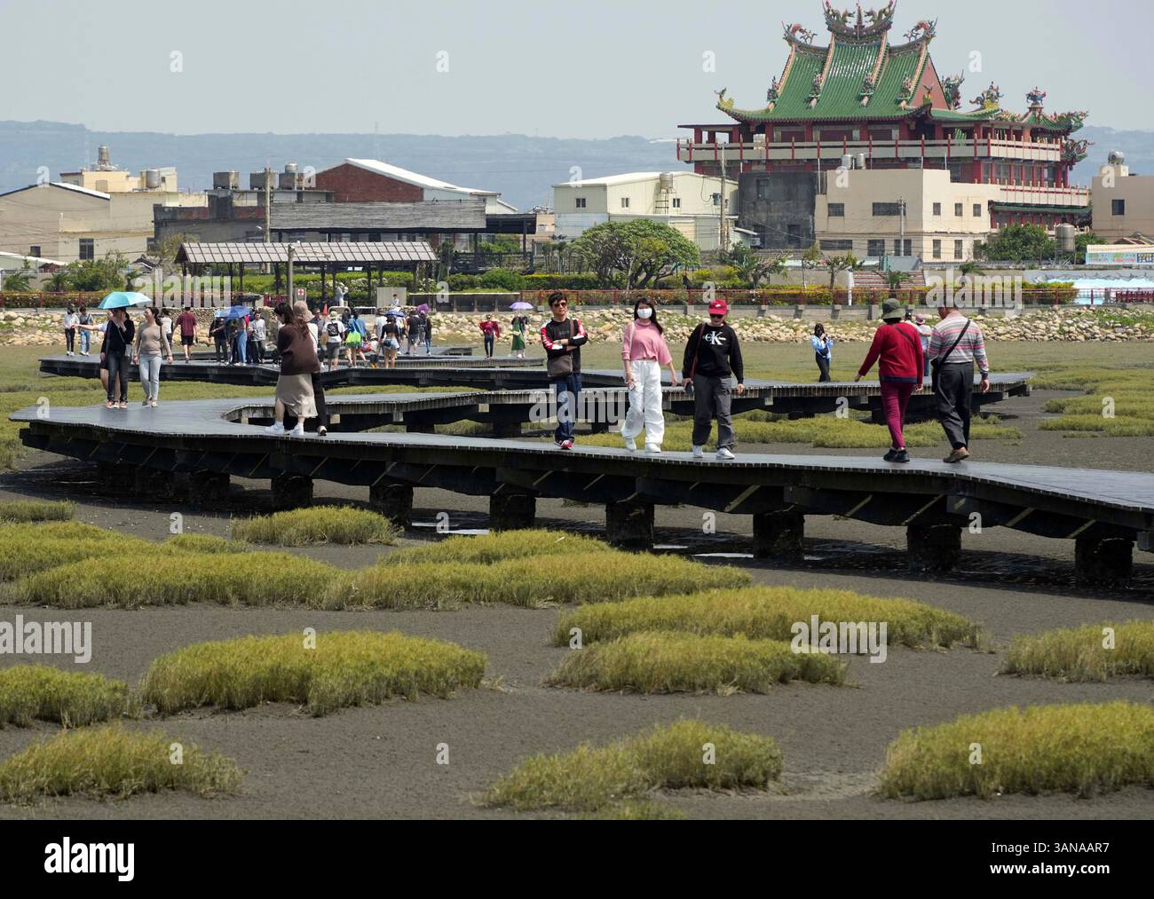 A photo shows Gaomei Wetlands in Taichung, Taiwan, on April 4, 2025 ...