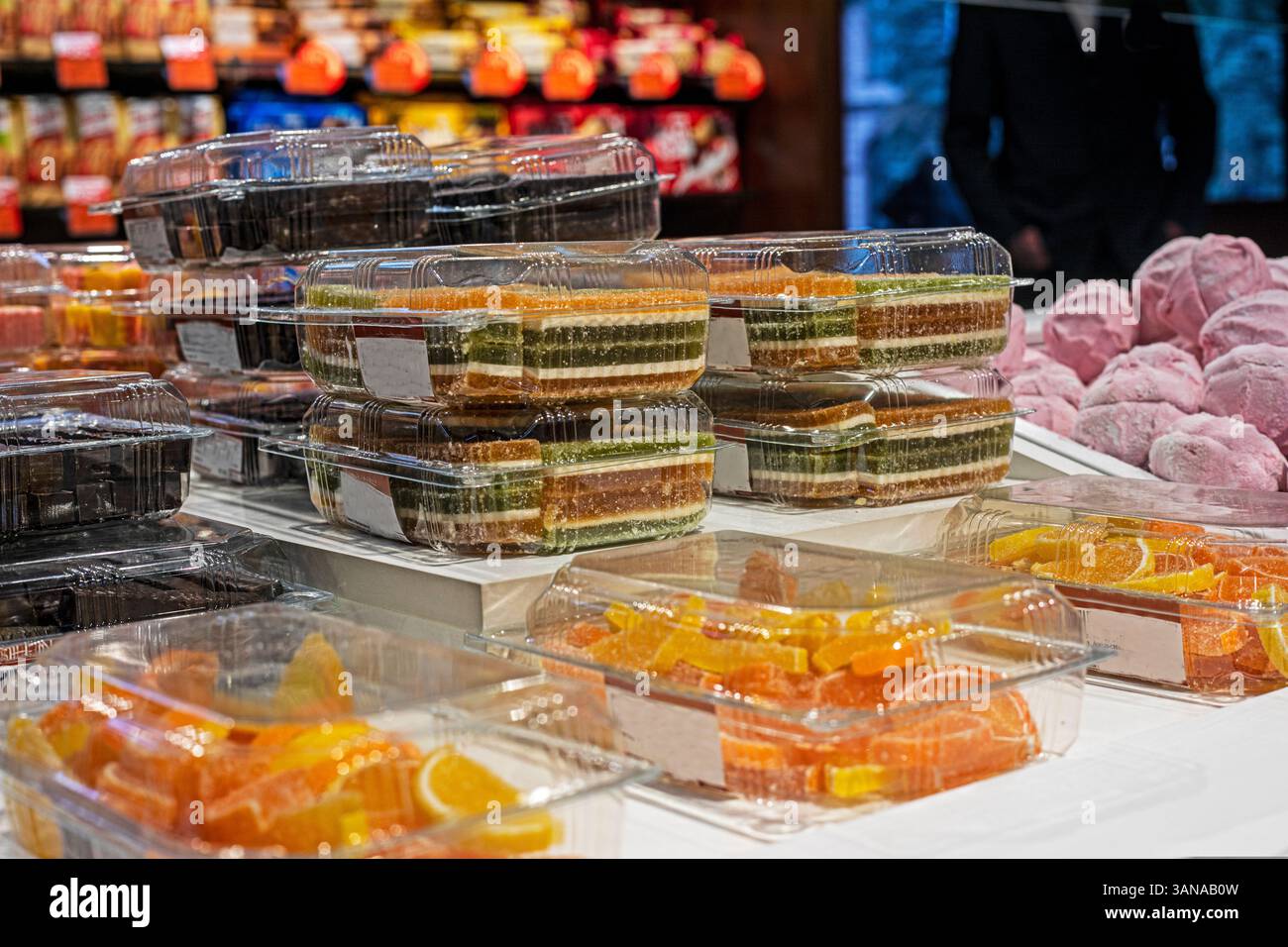 jelly desserts and natural sweets packed in transparent plastic ...