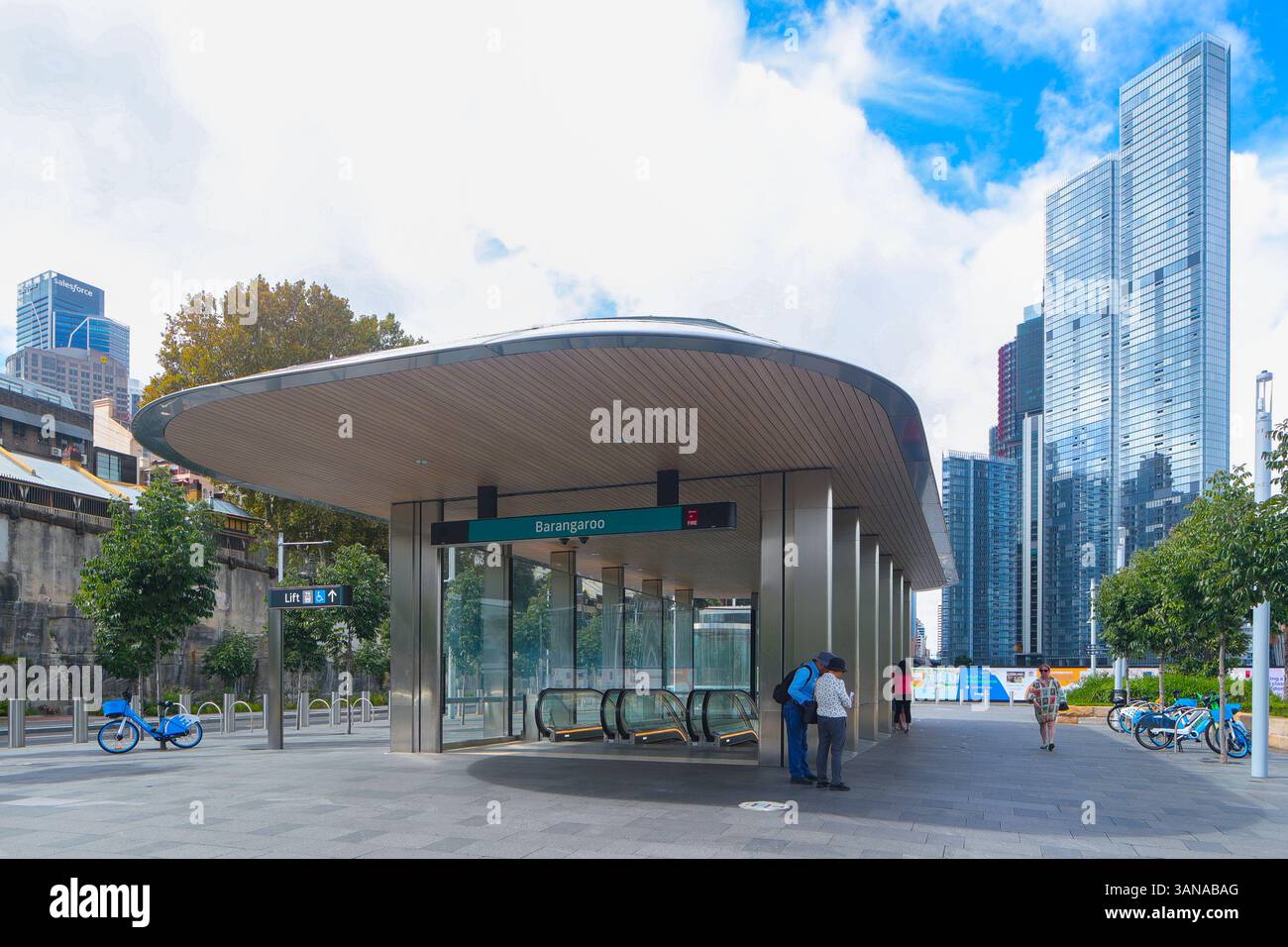 The entrance to Barangaroo Station on Hickson Road in Sydney, Australia ...