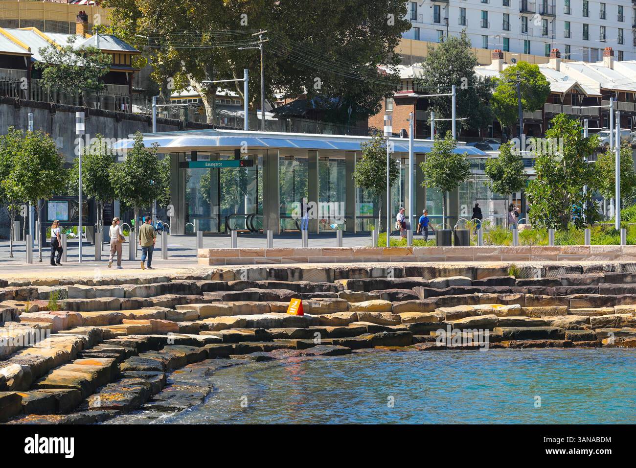 The entrance to Barangaroo Station on Hickson Road in Sydney, Australia ...