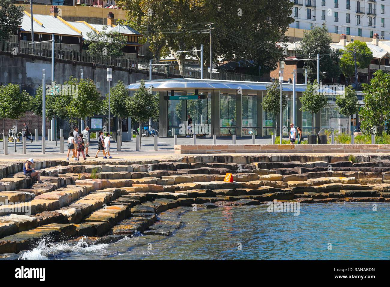 The entrance to Barangaroo Station on Hickson Road in Sydney, Australia ...