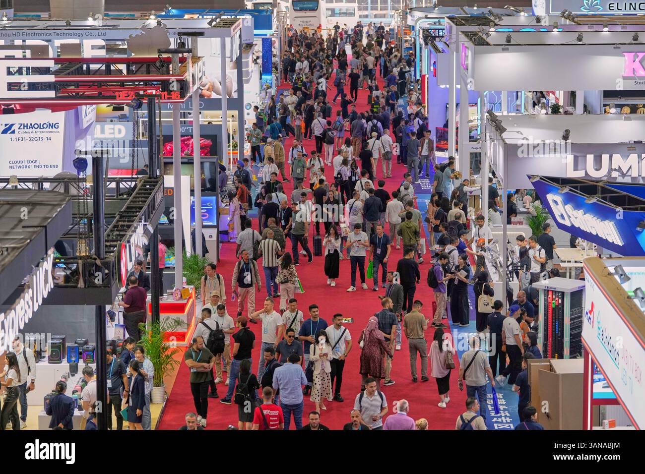 Visitors are seen at the 137th Canton Fair in Guangzhou, southern China ...