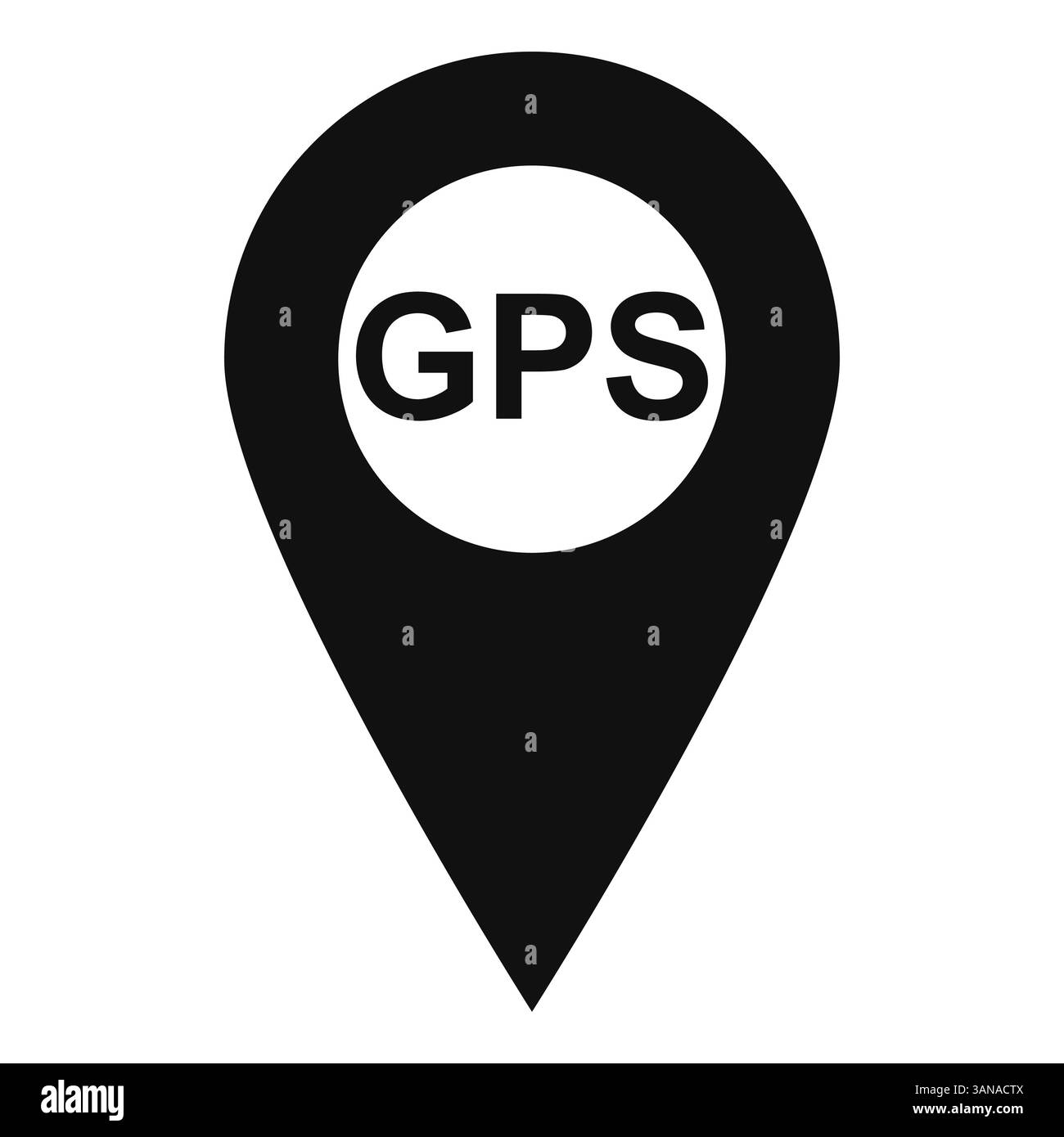 Black GPS Location Pin Icon With Bold GPS Center Text Stock Vector ...