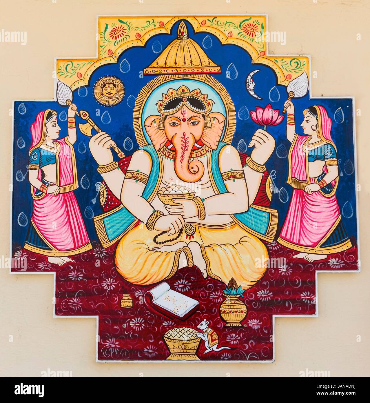 Ganesh mural City Palace Udaipur Rajasthan India Stock Photo - Alamy