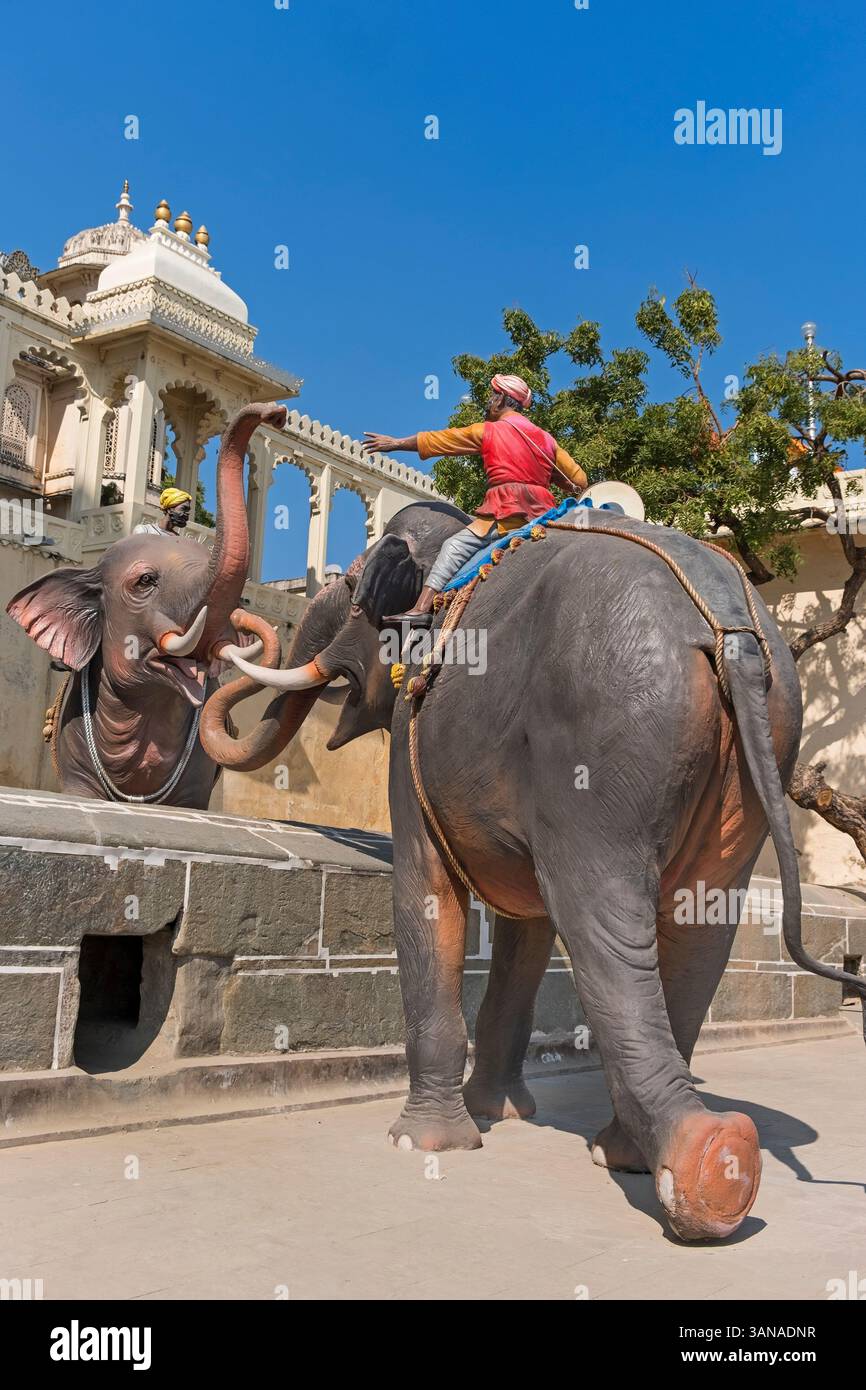 Elephant statue City Palace Udaipur Rajasthan India Stock Photo - Alamy