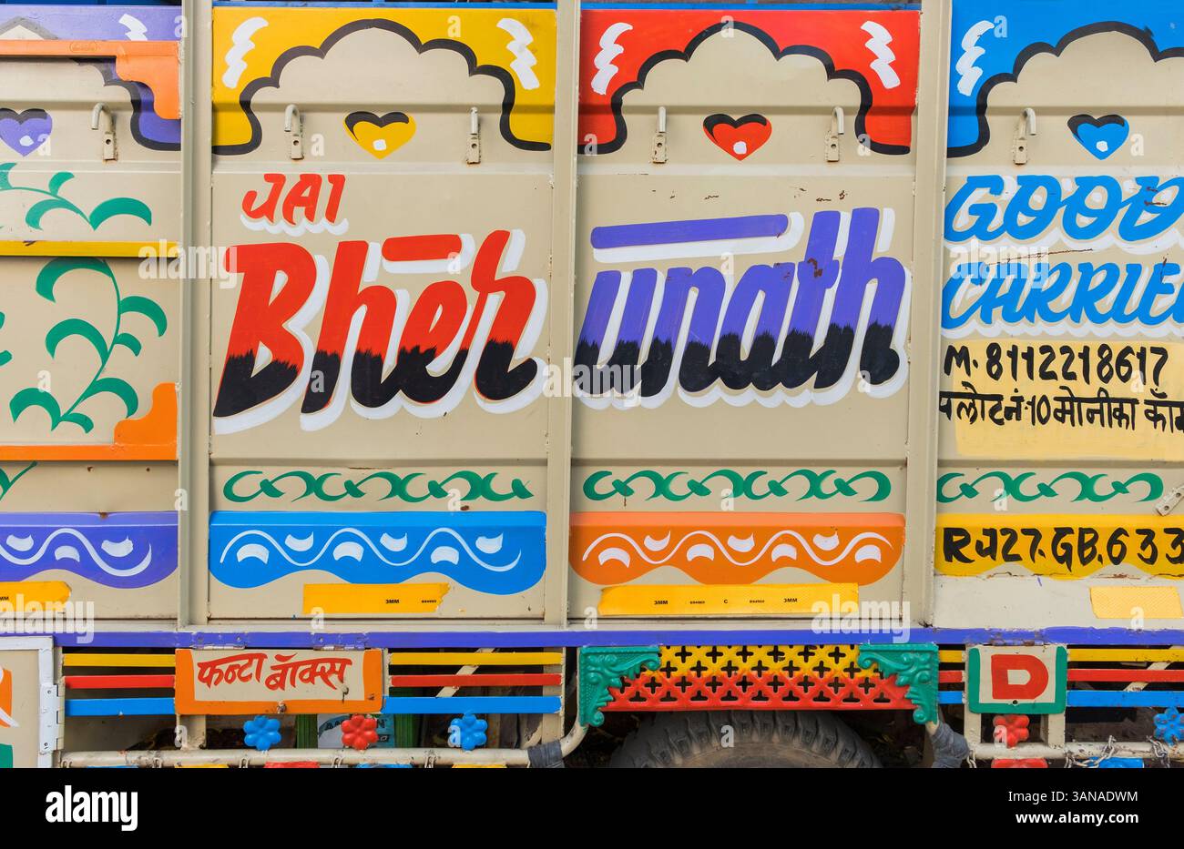 Colourful decoration on lorry Udaipur Rajasthan India Stock Photo - Alamy