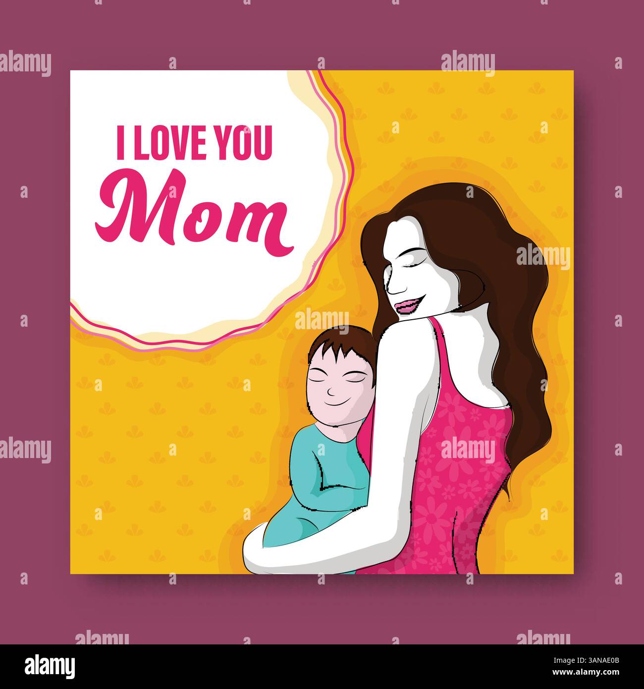 Happy Mother's Day Greeting Card with I Love You Mom Message Text ...