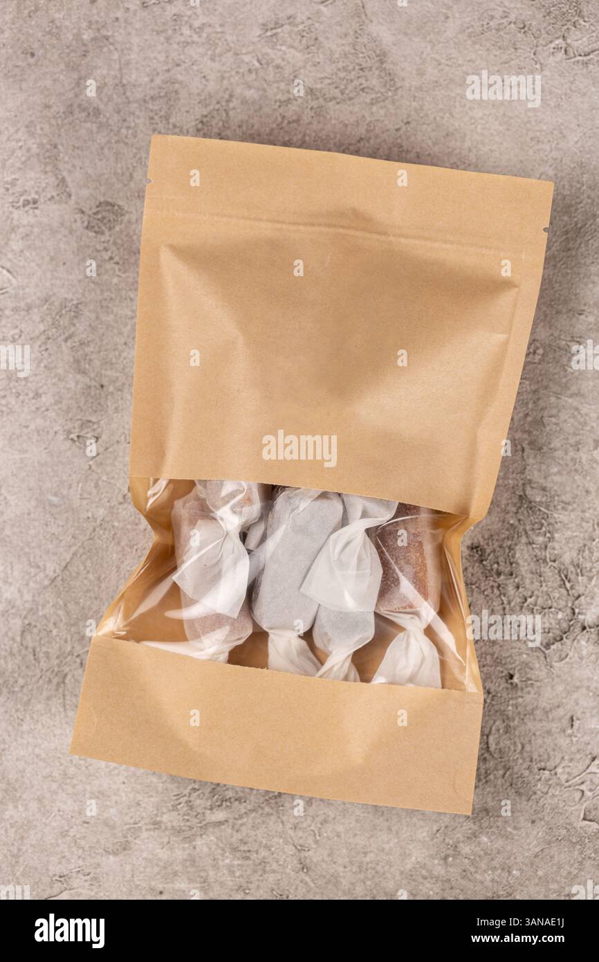 Handmade toffee with craft packaging Stock Photo - Alamy