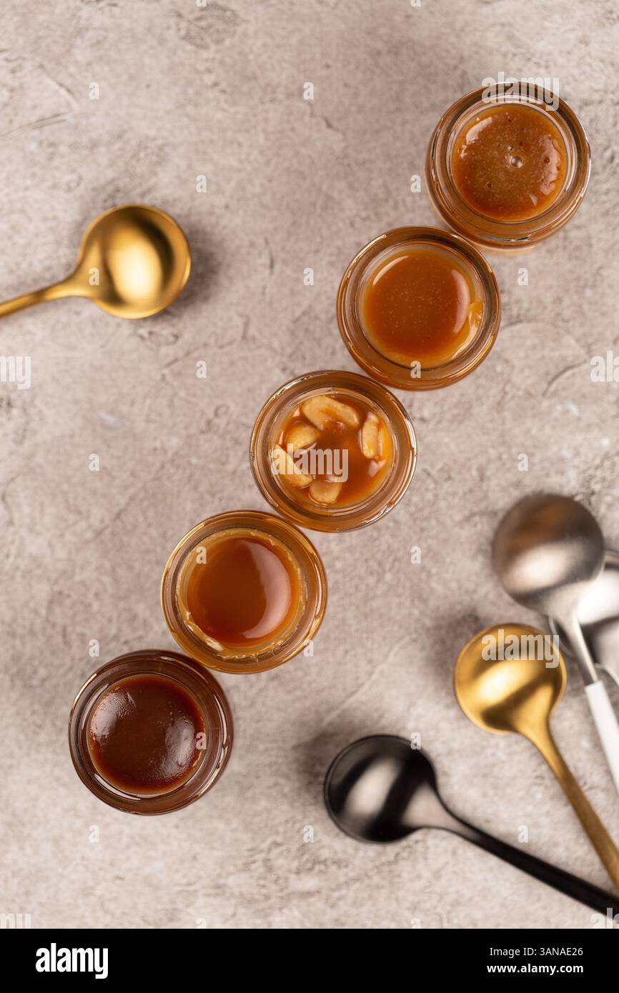 Homemade caramel production, assorted flavors Stock Photo - Alamy