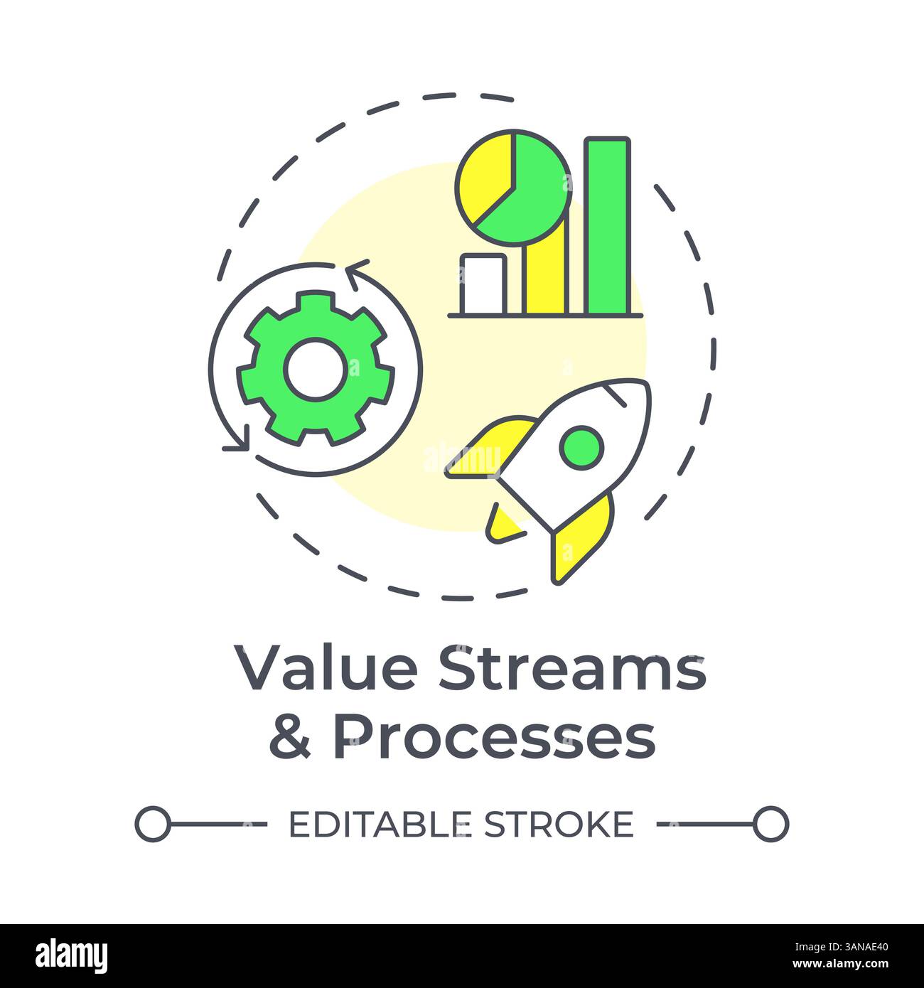 Value streams and processes multi color concept icon Stock Vector Image ...