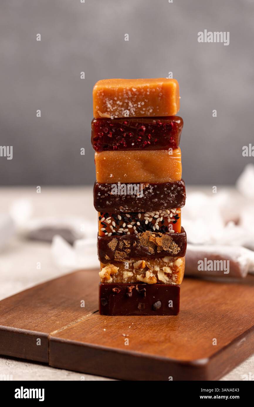 Home-made toffee, assorted flavors, milky and bitter flavors, sweet and ...