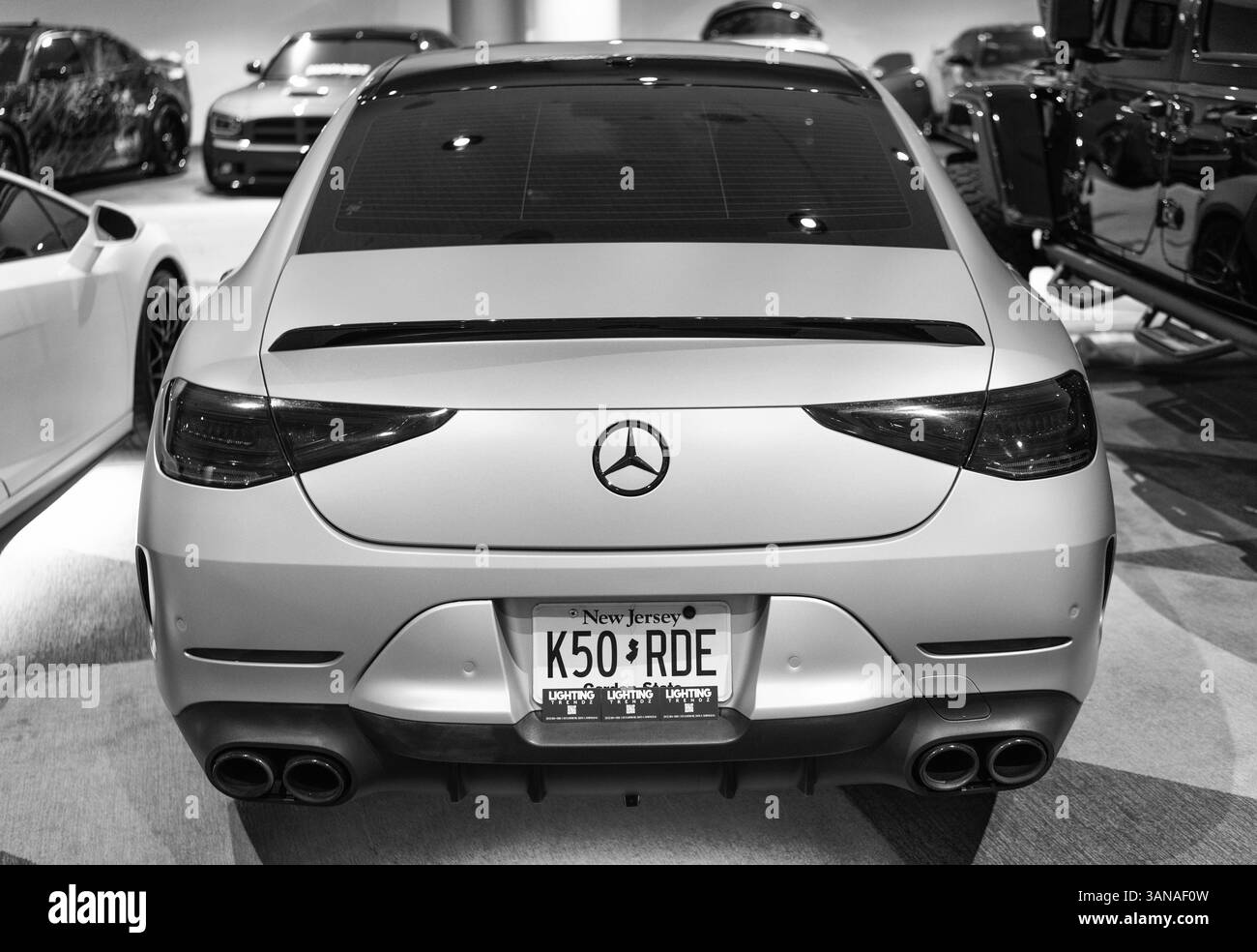 New York City, USA - March 27, 2024: Mercedes Benz CLS green car at New ...