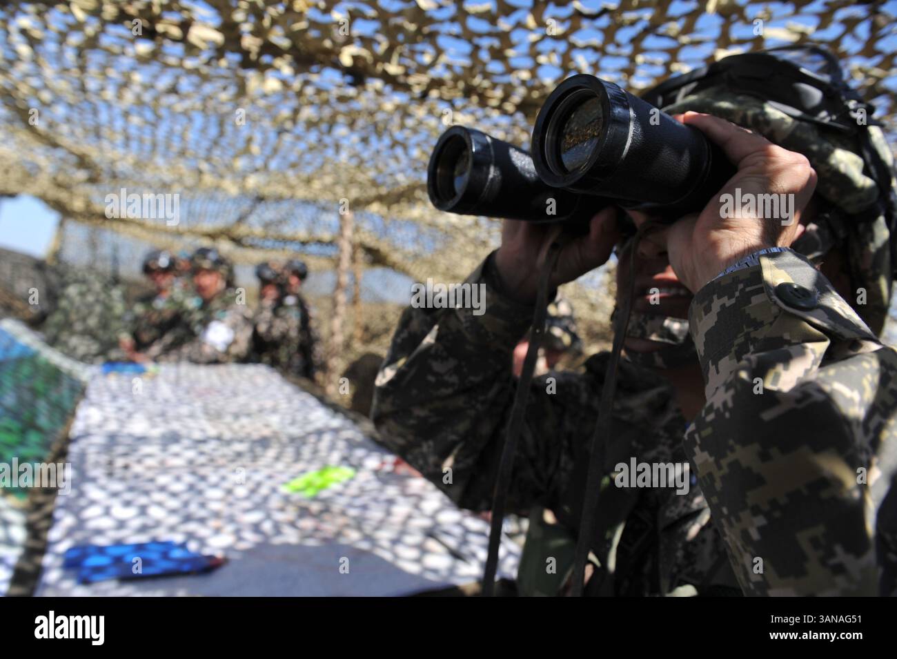 Military field exercises of various units of the defense forces Stock ...