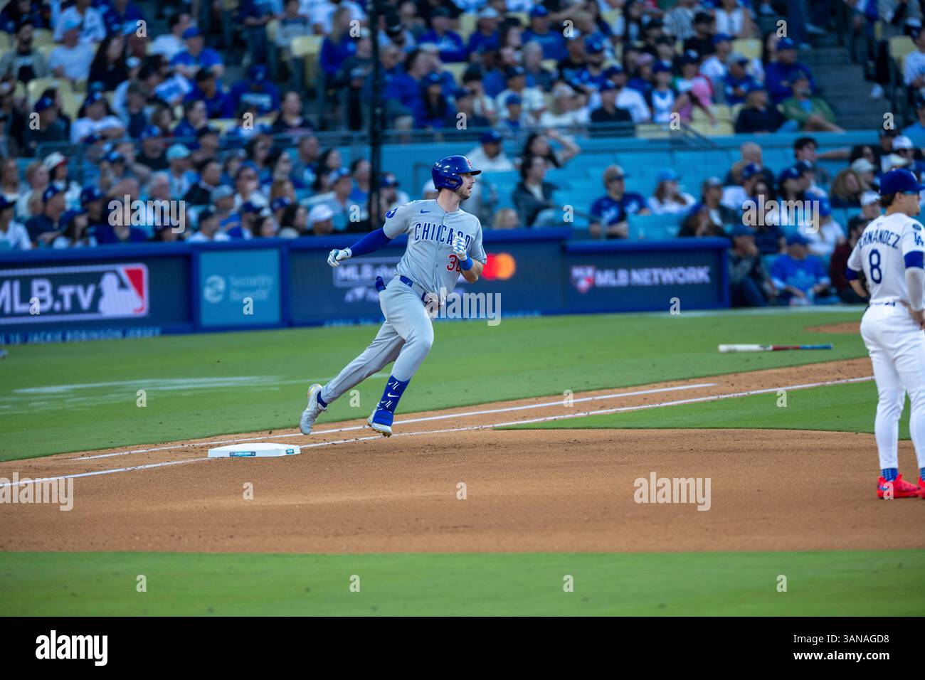 April 13, 2025: Kyle Tucker (30) Kyle approaches first base following a ...