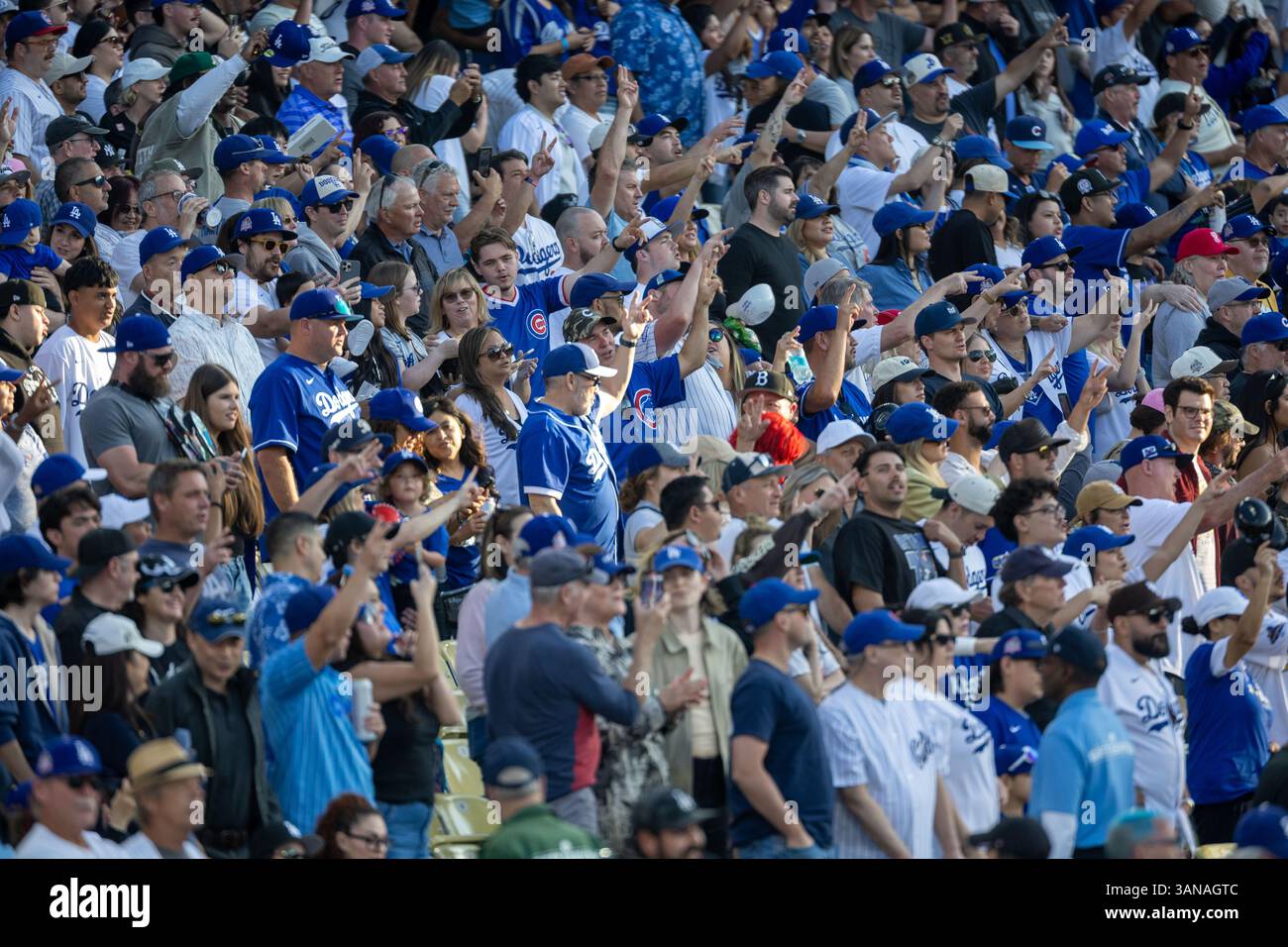 April 13, 2025: Fans at Dodger Stadium during the 7th inning stretch ...