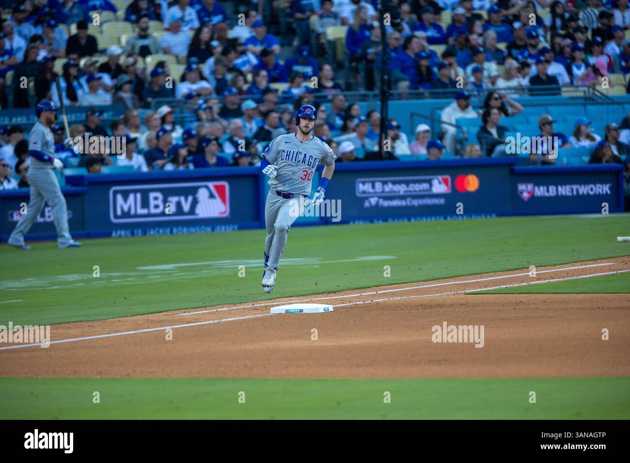 April 13, 2025: Kyle Tucker (30) Kyle approaches first base following a ...