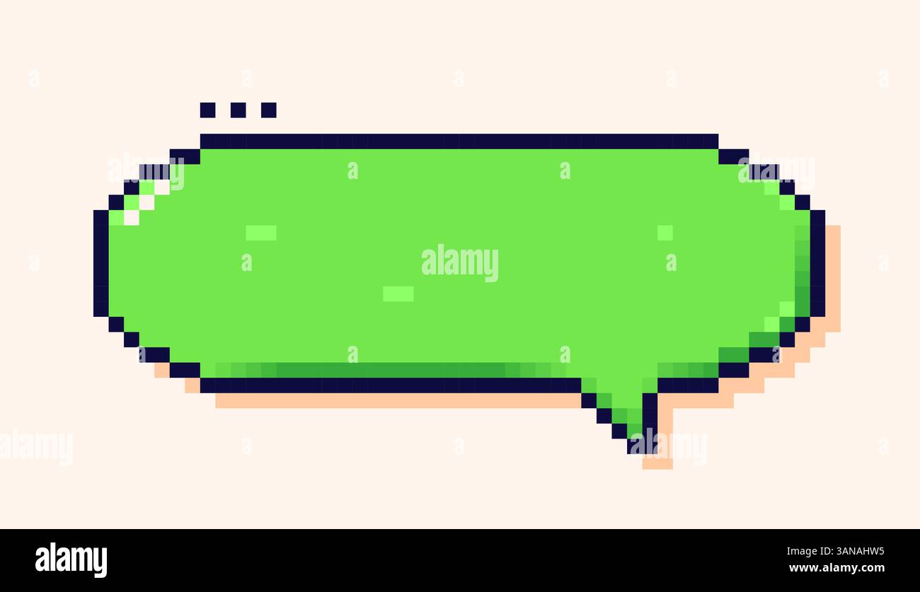 Speech bubble with green background drawn in pixel art style Stock ...