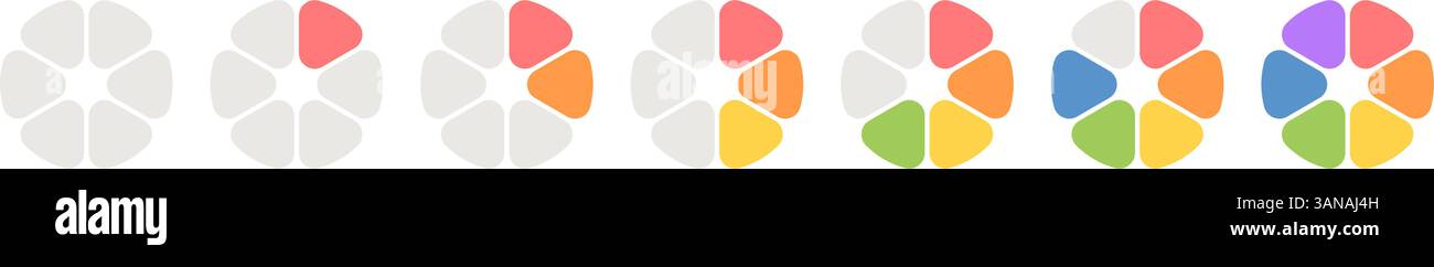 Circle division infographic loading set. Pie chart divided 6 equal ...
