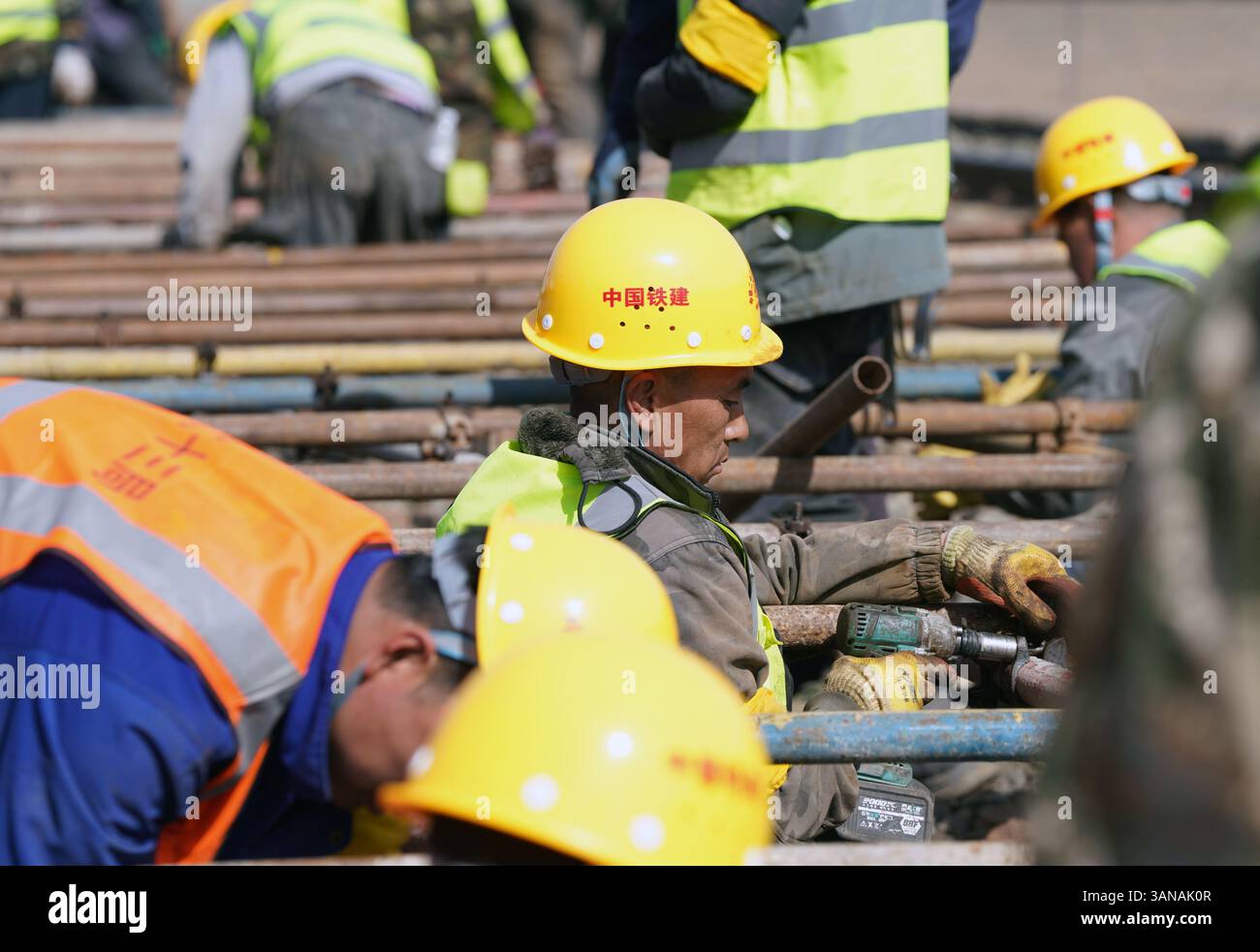 (250415) -- JIAMUSI, April 15, 2025 (Xinhua) -- Workers are pictured at ...