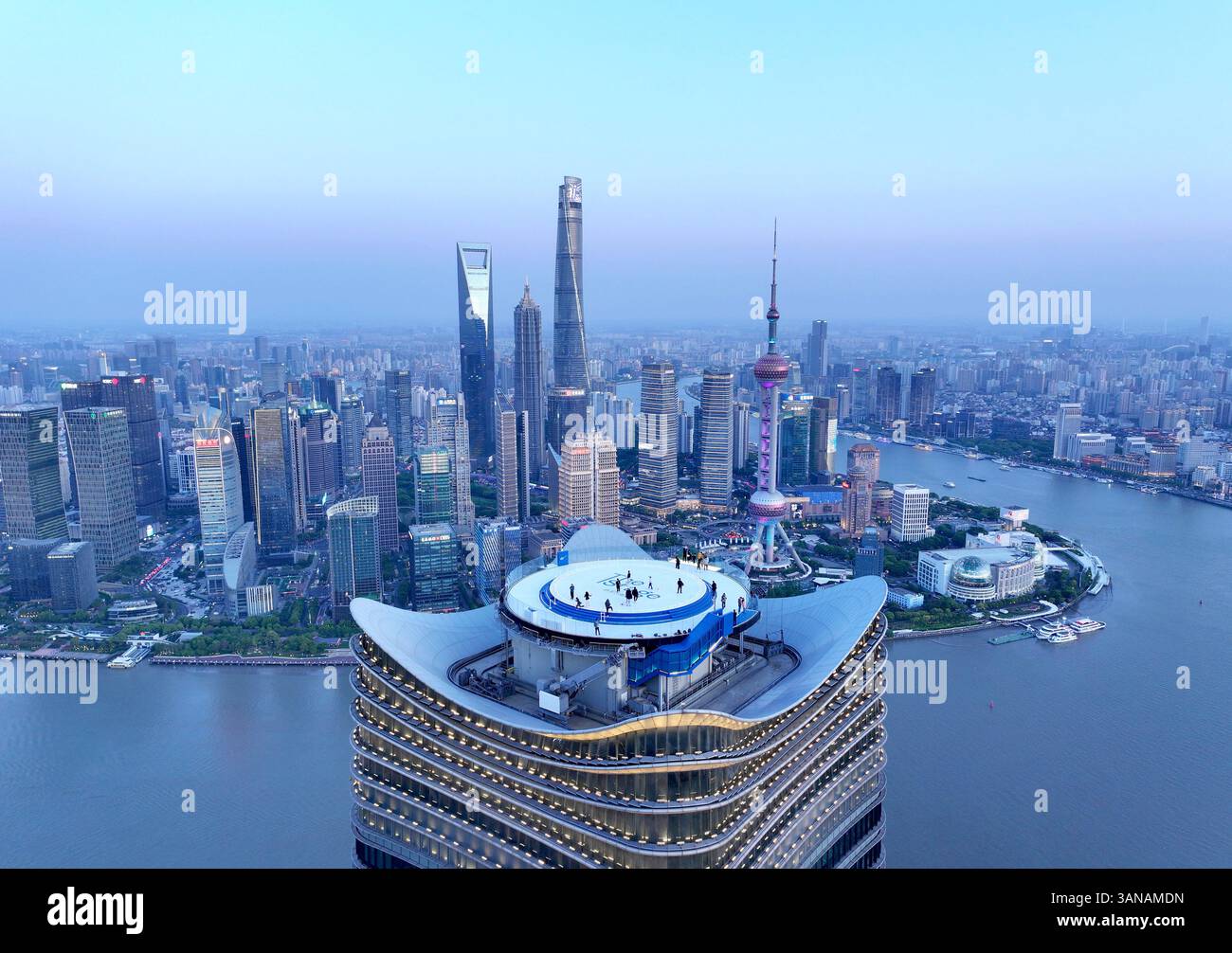 Shanghai, China. 14th Apr, 2025. An aerial drone photo shows The Stage ...