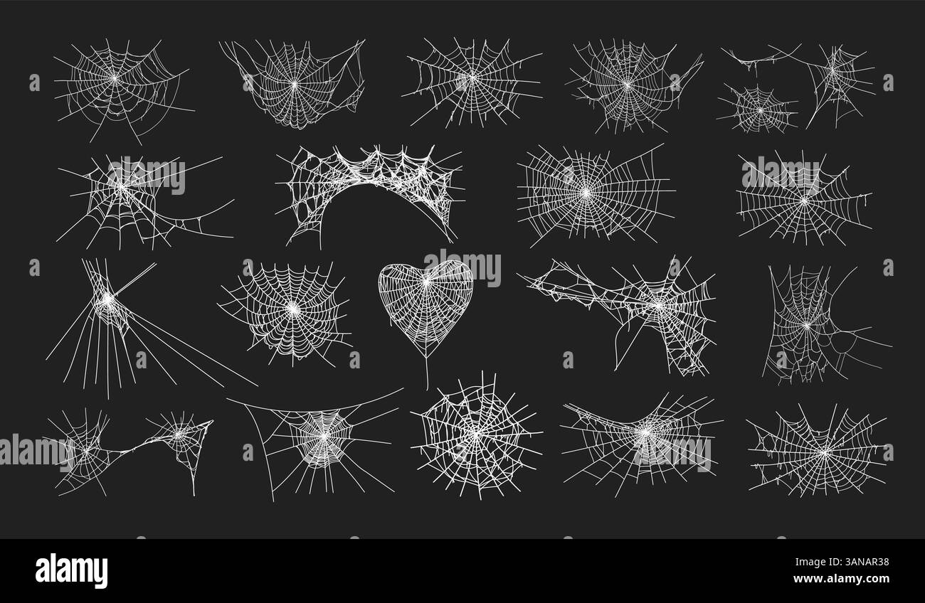 Spooky halloween old cobweb with various sizes and shapes. Old spider ...