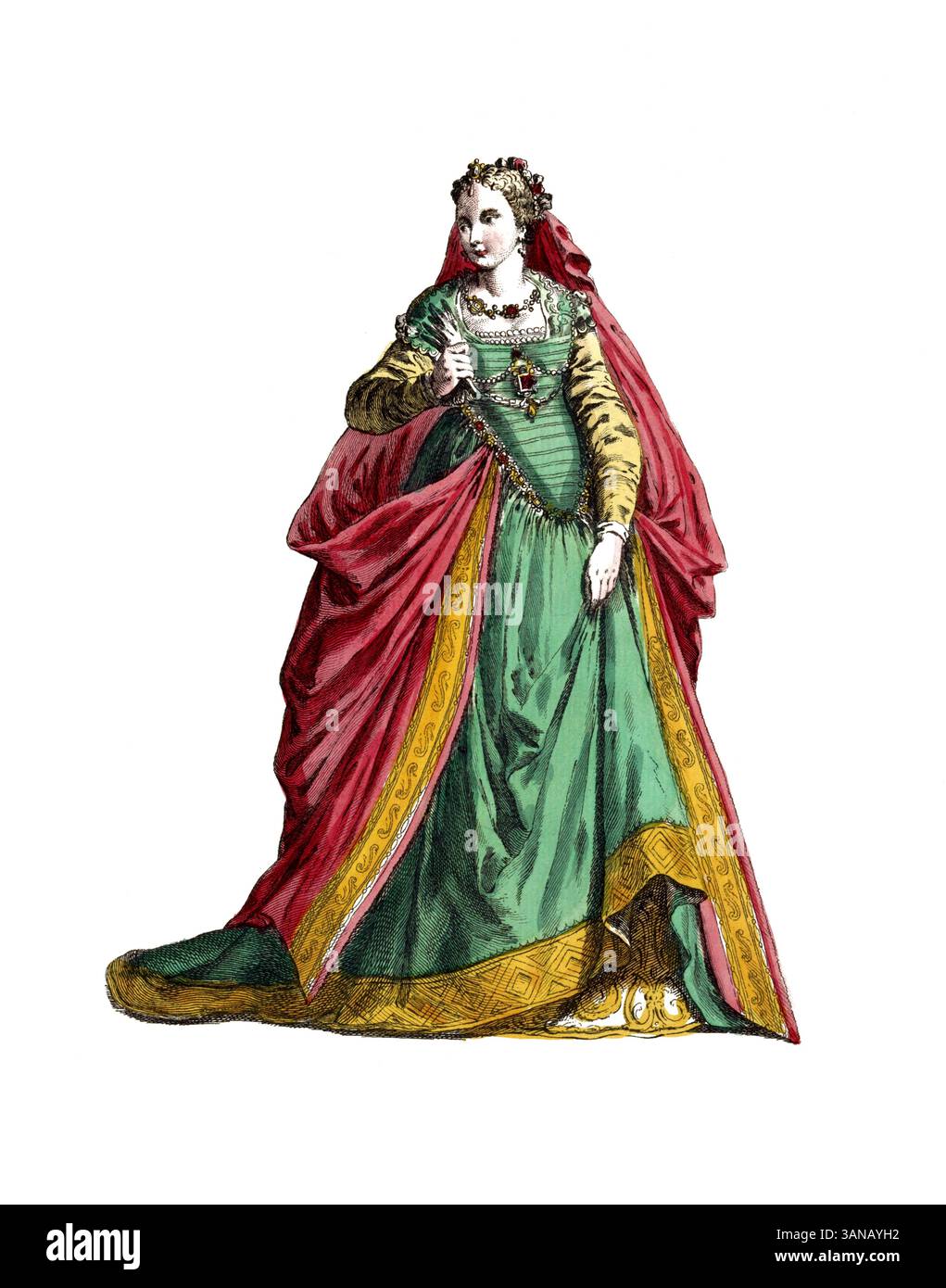 Historical clothing, fashion history, dress of a Roman lady in 1581 ...