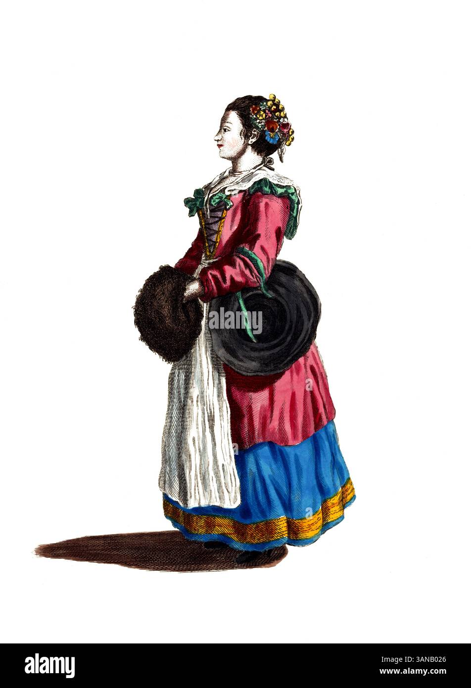 Historical clothing, fashion history, costume of a peasant woman from ...