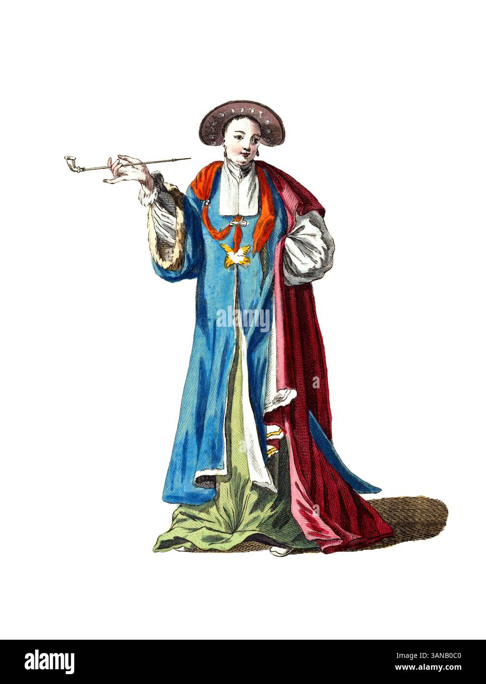 Historical clothing, fashion history, robe of a lady in Chinese Tatar ...