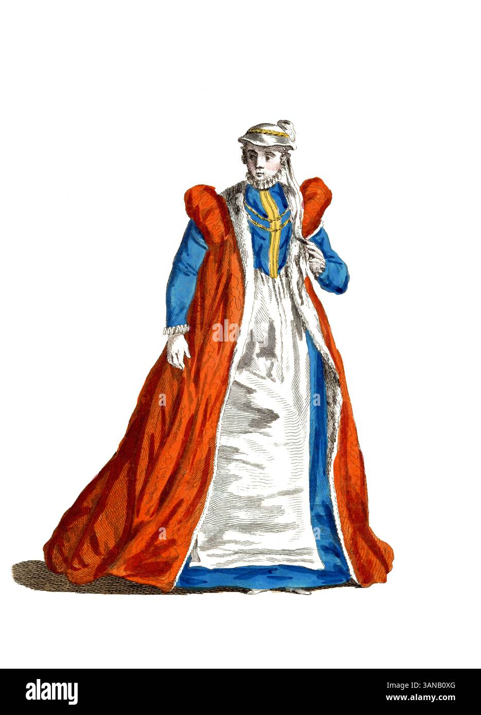 Historical clothing, fashion history, clothing of a Swabian lady in ...