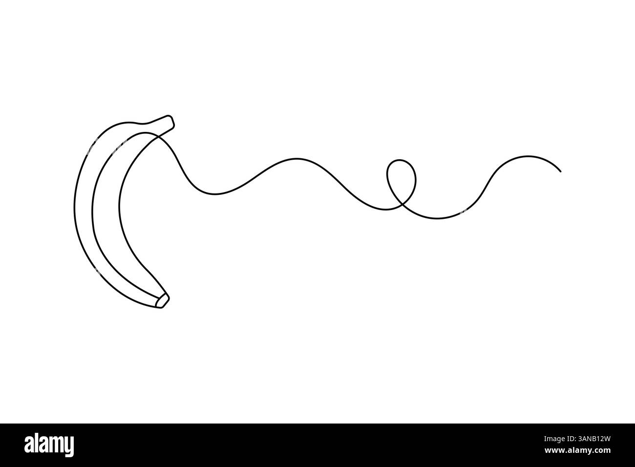 Banana continuous single line art and isolated outline vector ...