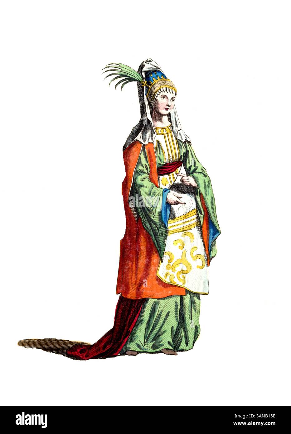 Historical clothing, fashion history, clothing of a noble lady from ...