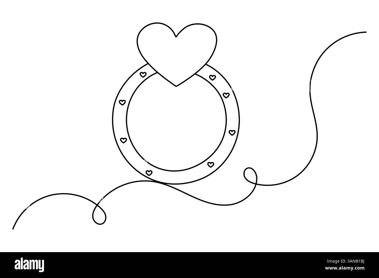 Wedding ring one line art with minimalist isolated outline vector icon ...