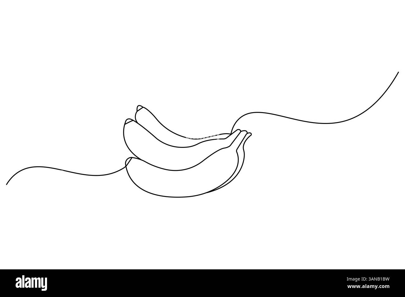 Banana continuous single line art and isolated outline vector ...