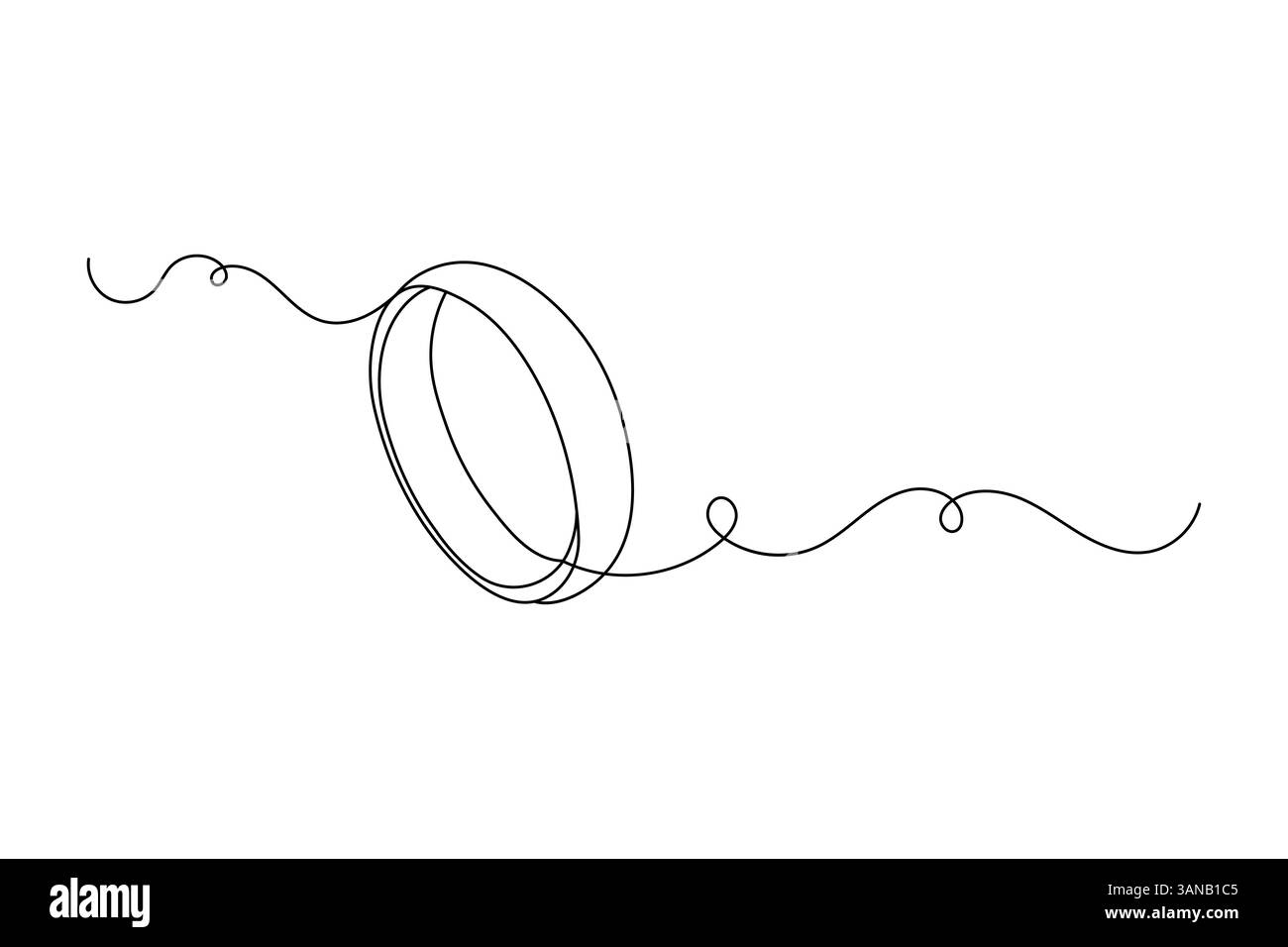 Wedding ring one line art with minimalist isolated outline vector icon ...