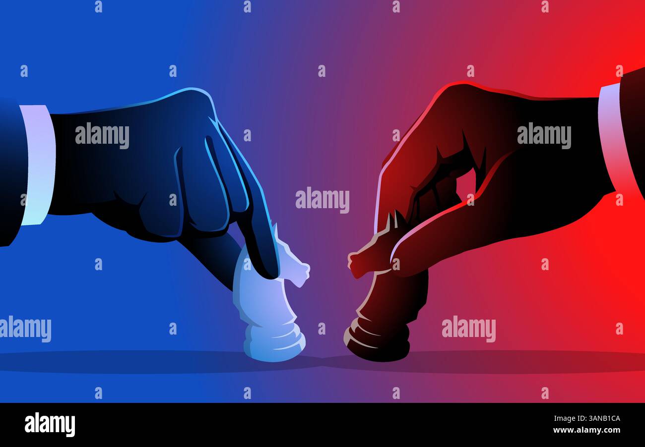 Illustrating the art of strategy, this image features two hands moving ...