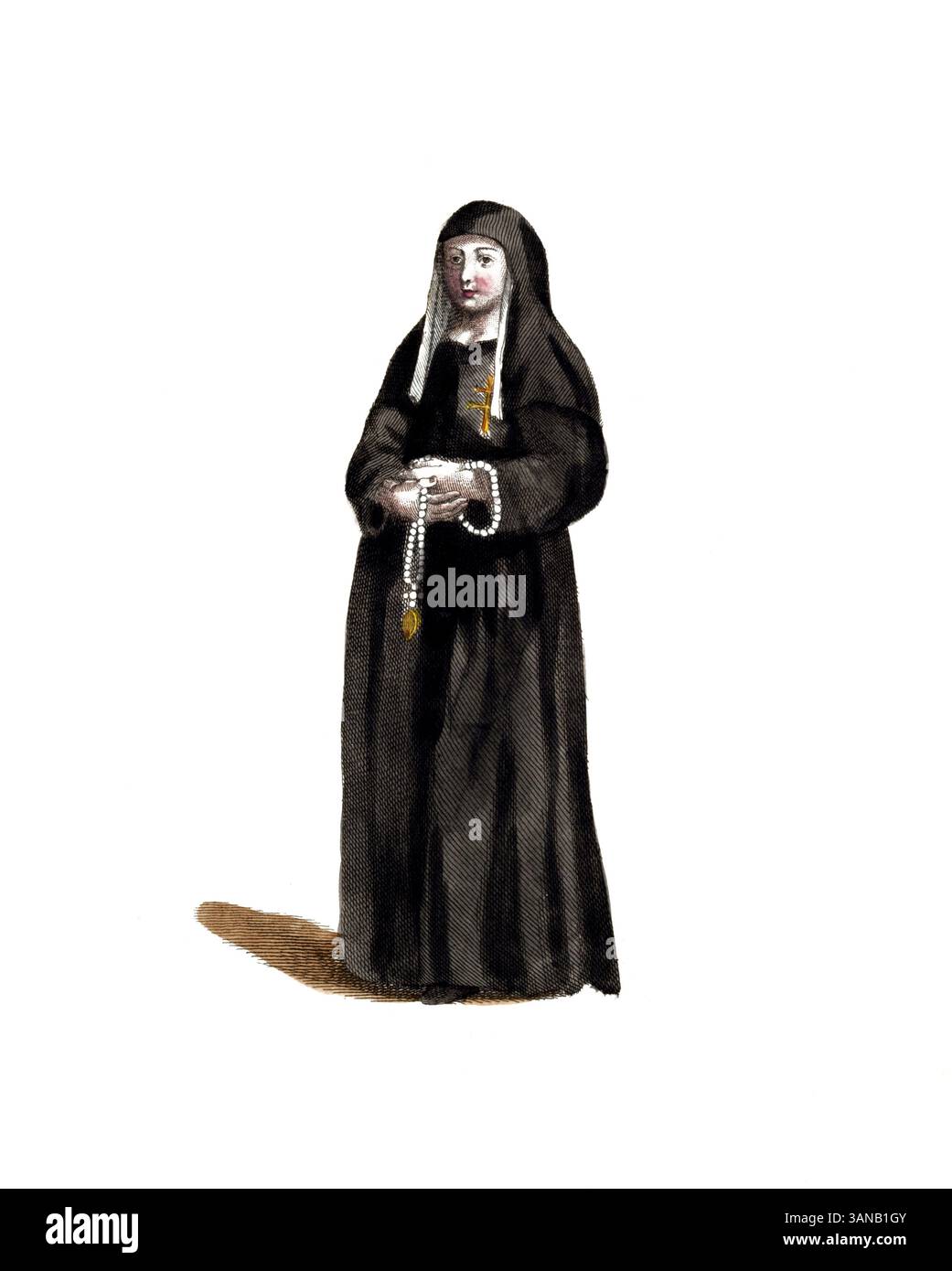 Historical clothing, fashion history, clothing of a Saxon nun, Saxony ...