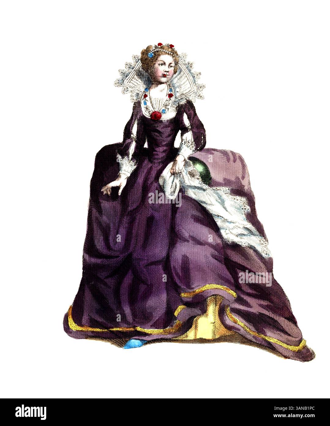 Historical clothing, fashion history, clothing of a Spanish woman with ...