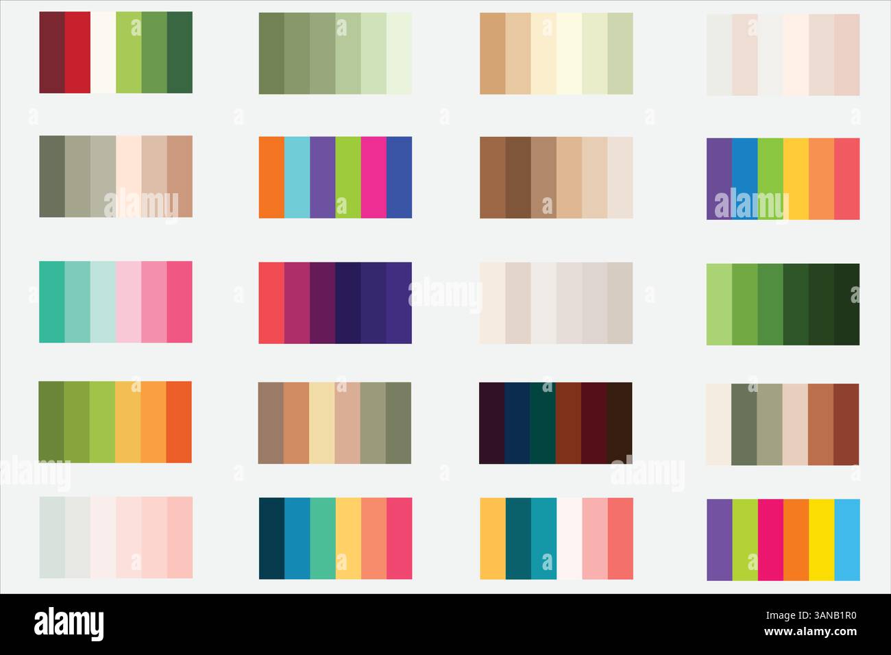 20x6 Color Palettes 1, Discover 20 Sets of Vibrant Vector Color ...