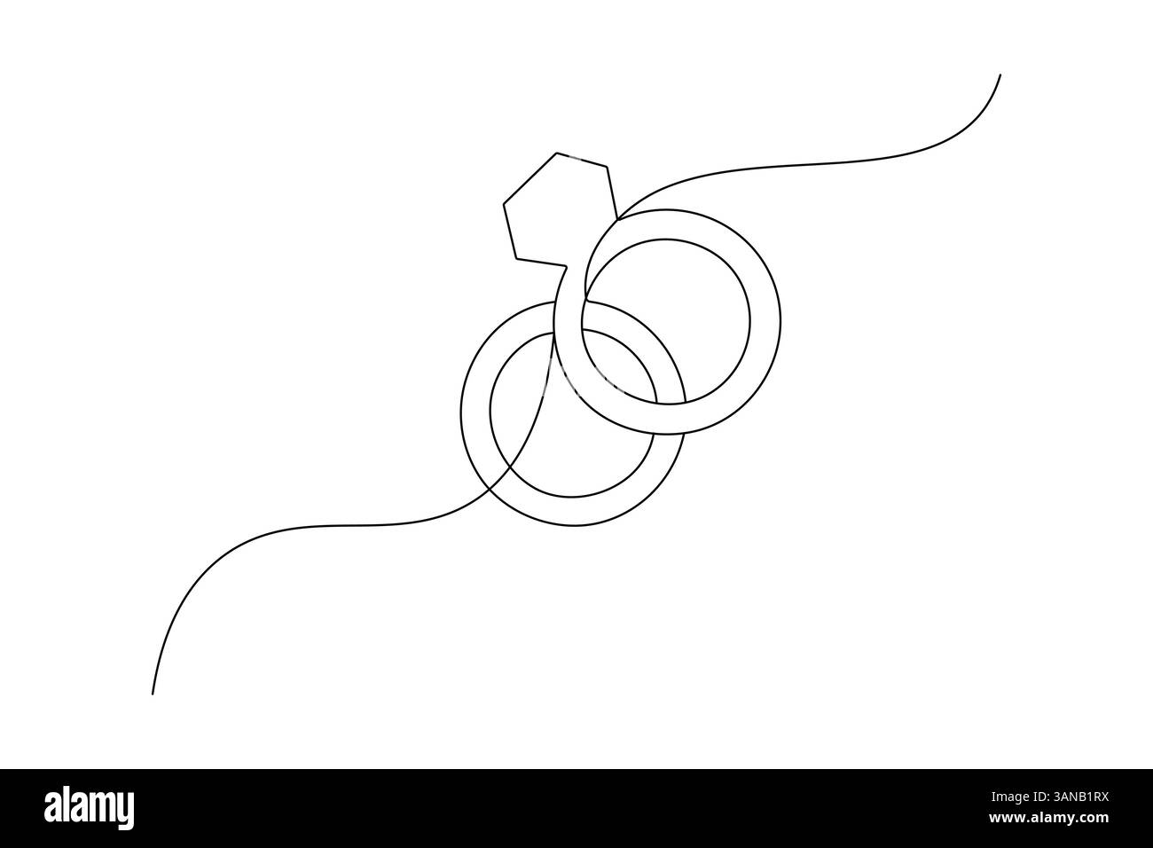 Wedding ring one line art with minimalist isolated outline vector icon ...