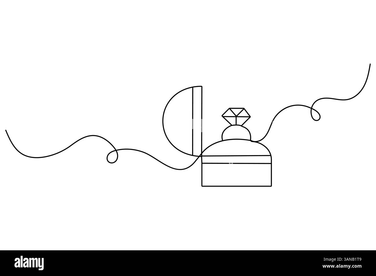 Wedding ring one line art with minimalist isolated outline vector icon ...