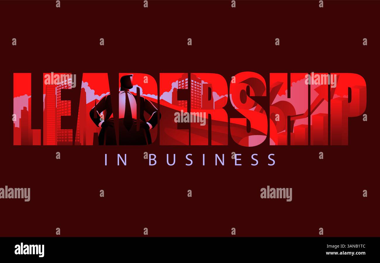 Text-masking illustration of LEADERSHIP, integrated with the silhouette ...
