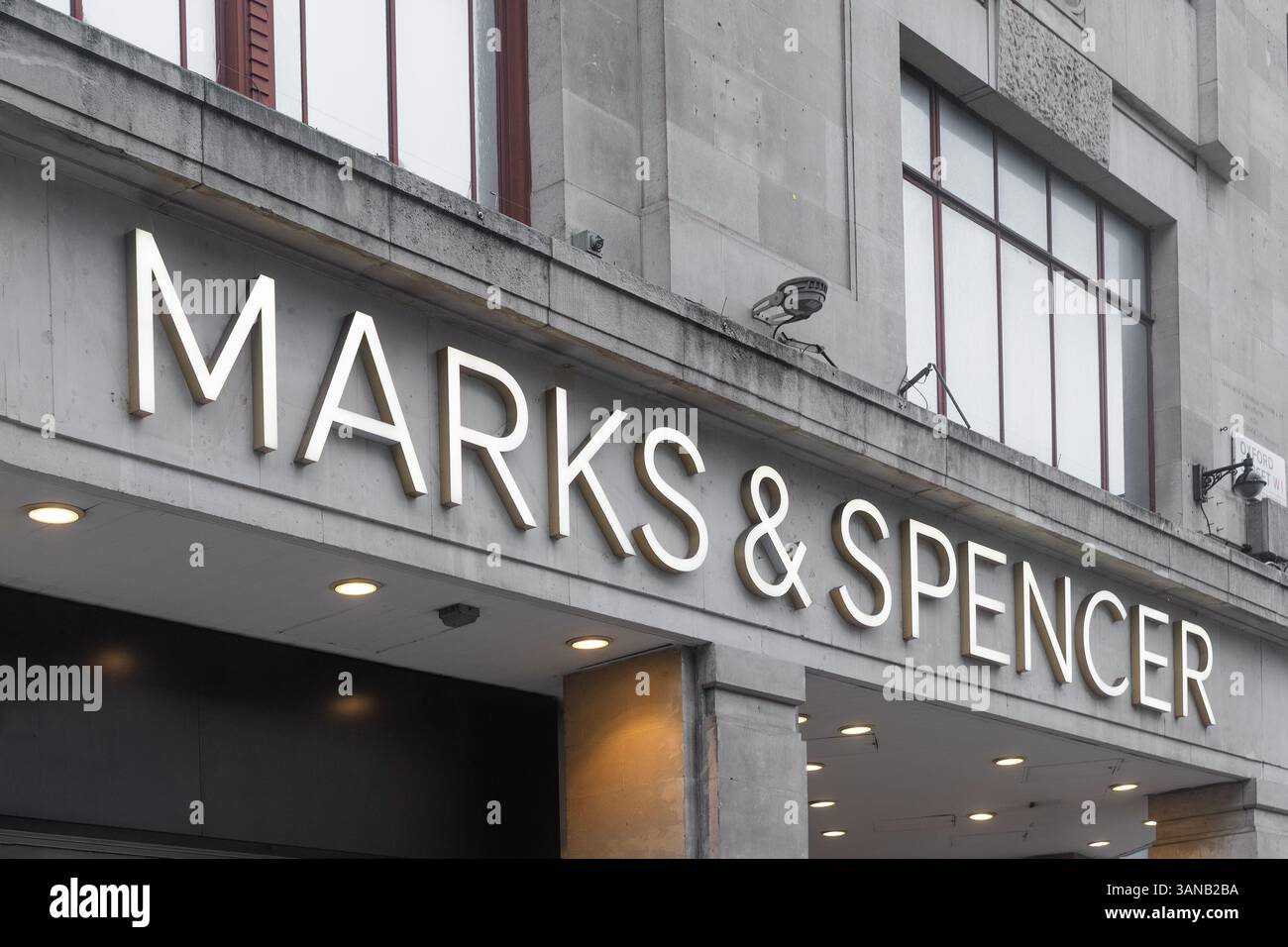 London, Uk - October 19, 2024 - Marks and Spencer neon sign on a store ...