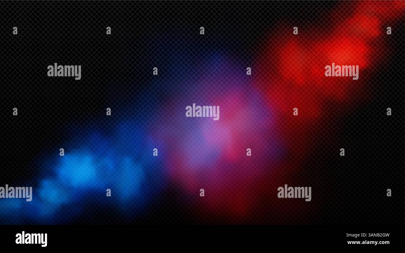 Red vs blue light smoke on black background. Vector realistic ...