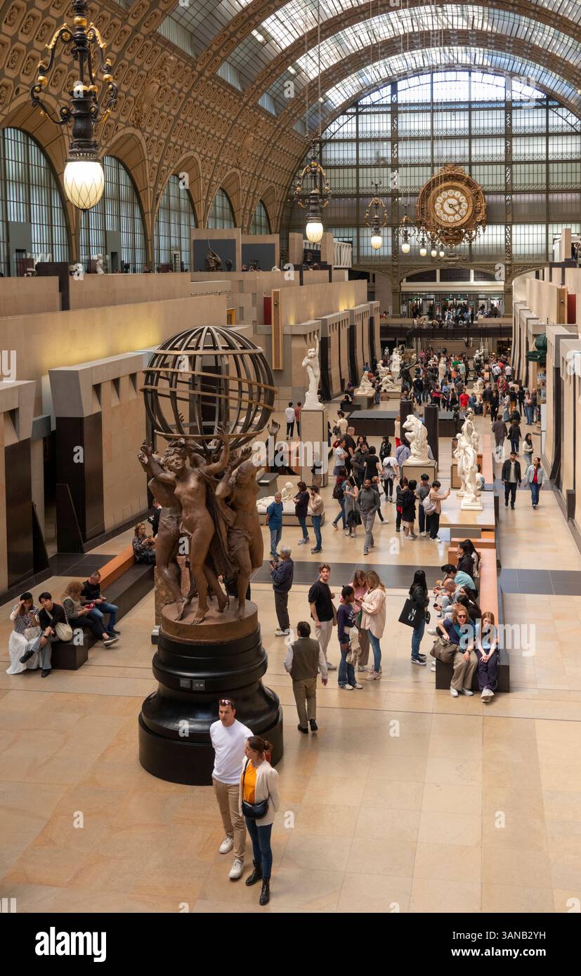 France, Paris, Musee d’Orsay art gallery interior, elevated view of ...
