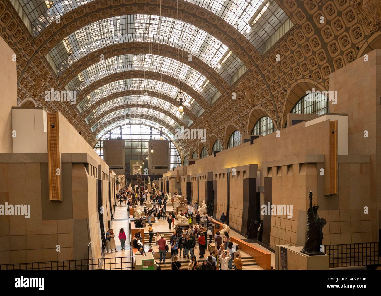 France, Paris, Musee d’Orsay art gallery interior, central sculpture ...