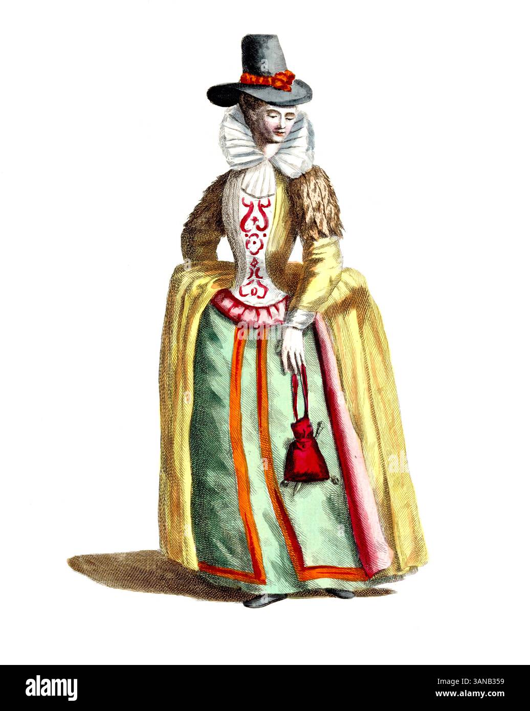 Historical clothing, fashion history, clothing of an English lady ...